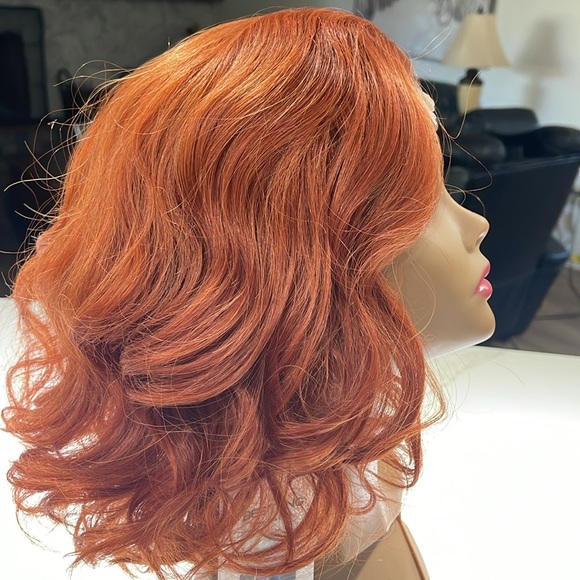 Hair | Hair 14 Loose Curly Bob Off Center Lace Part Copper Rust | Poshmark